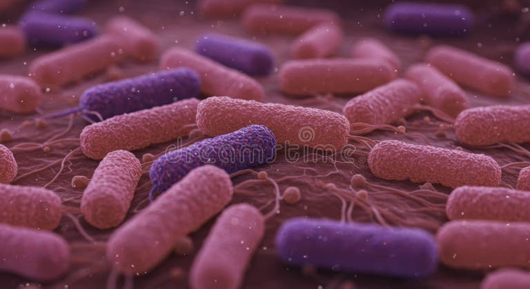 Microscopic View of Rod-Shaped Bacteria Colony Under Microscope ...