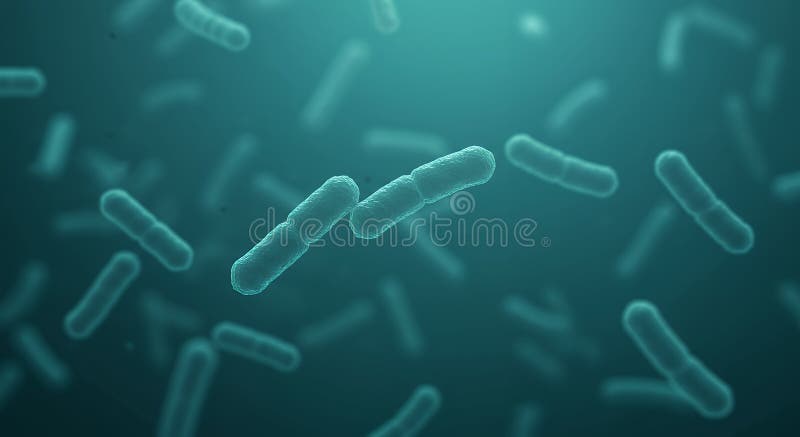 Microscopic View of Rod-Shaped Bacteria: 3D Render of Bacterial Cells ...