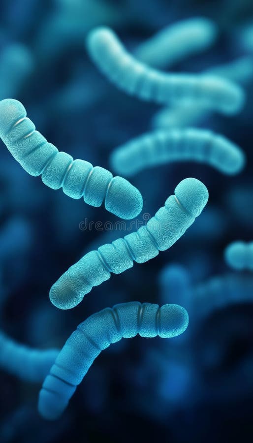 Microscopic View of Rod-Shaped Bacteria, Detailed 3D Illustration on a ...