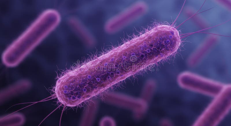 Microscopic View of a Rod-Shaped Bacteria with Flagella Stock ...
