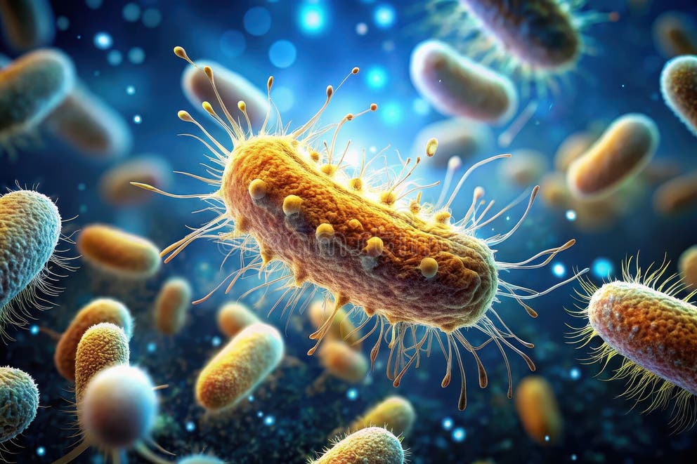 Microscopic View of Rod-shaped Bacteria with Numerous Flagella ...