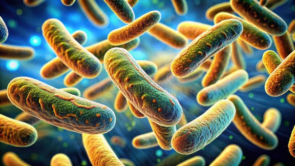 Microscopic View of Rod-shaped Bacteria in Vibrant Hues, Showing ...