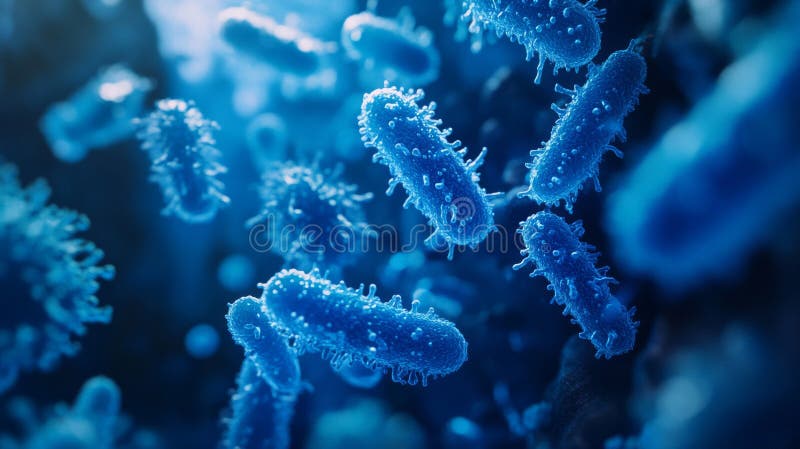 Microscopic View of Rod Shaped Blue Bacteria Stock Illustration ...