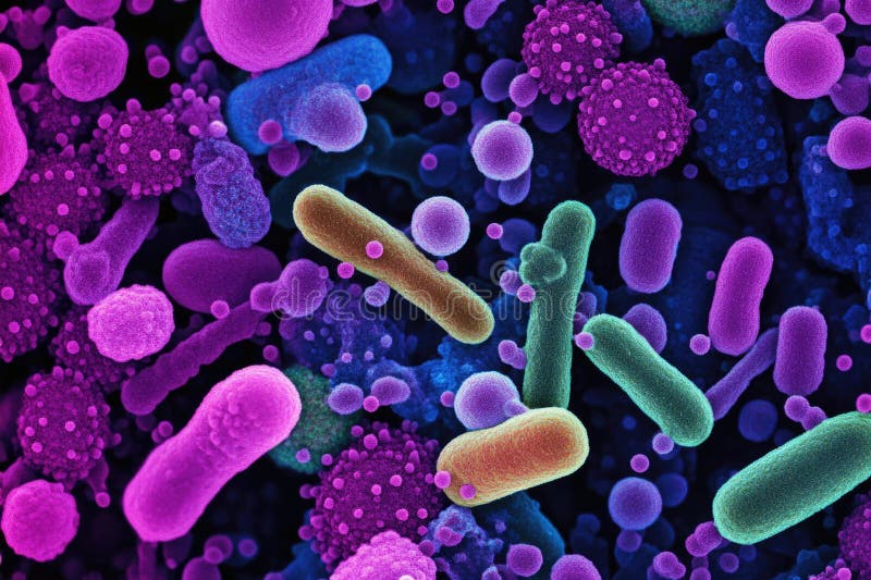 Microscopic View of Several Bacterial Cells Stock Illustration ...