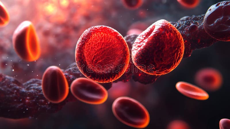 Microscopic View Showcasing the Dynamic Motion of Red Blood Cells As ...