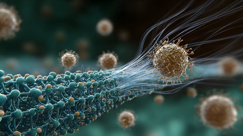 Microscopic View of Cells and Viral Particles, Ai Generated Stock ...