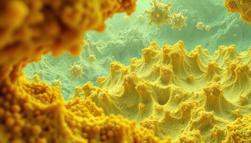 Microscopic View Shows Intricate Landscape of Yellow, Light Green ...