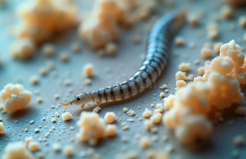 Microscopic View Shows Nematode Feeding on Small Particles of Organic ...