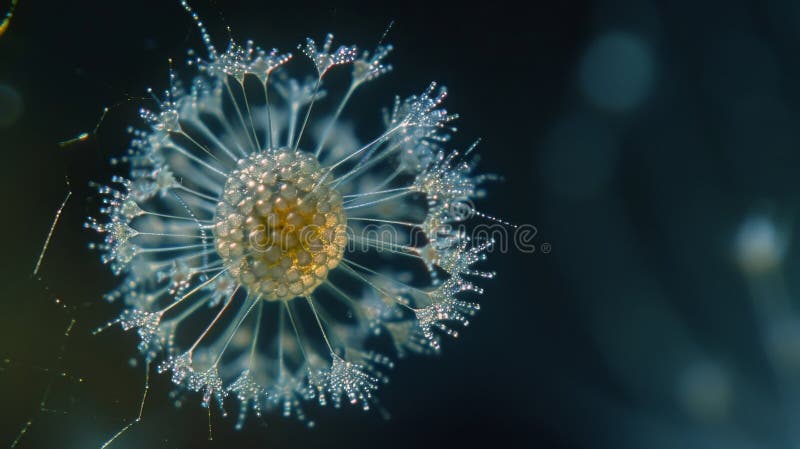 A Microscopic View of a Single Fungal Spore Its Spherical Shape Adorned ...