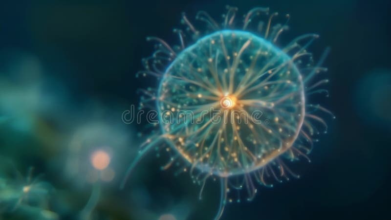 A Microscopic View of a Single Fungal Spore Its Spherical Shape Adorned ...