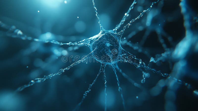 Microscopic View of a Single Neuron Cell Stock Illustration ...