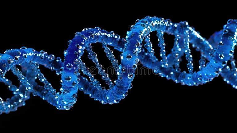 A Microscopic View of a Single Strand of Blue DNA Molecule Stock Image ...