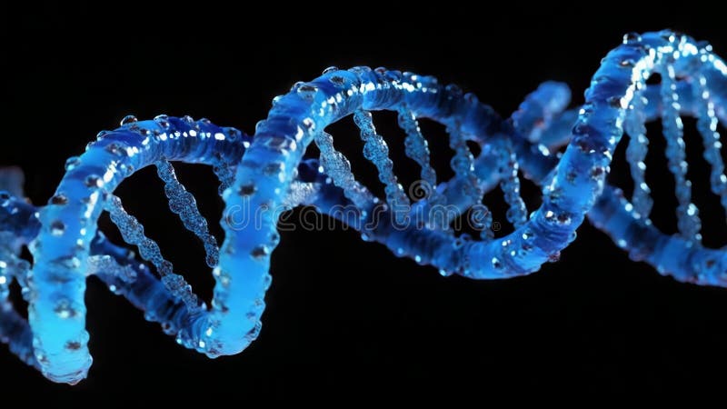 A Microscopic View of a Single Strand of Blue DNA Molecule Stock Video ...