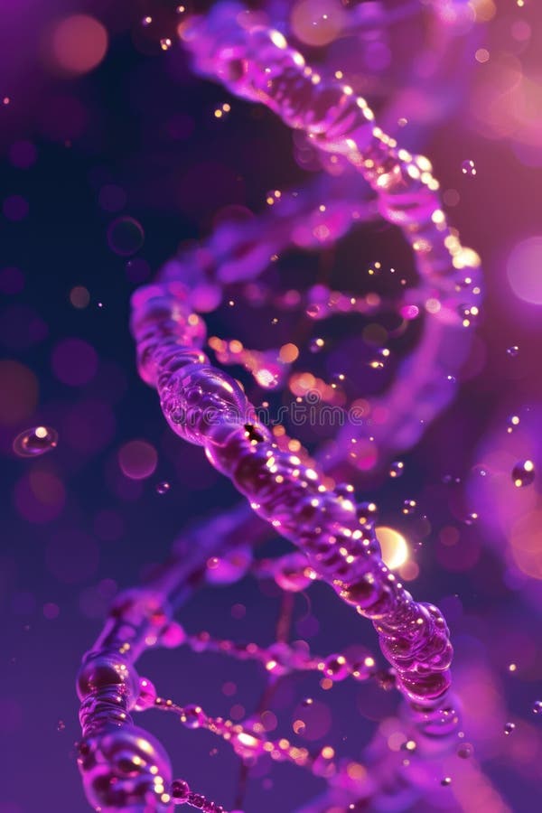 A Microscopic View of a Single Strand of Purple DNA Molecule Stock ...
