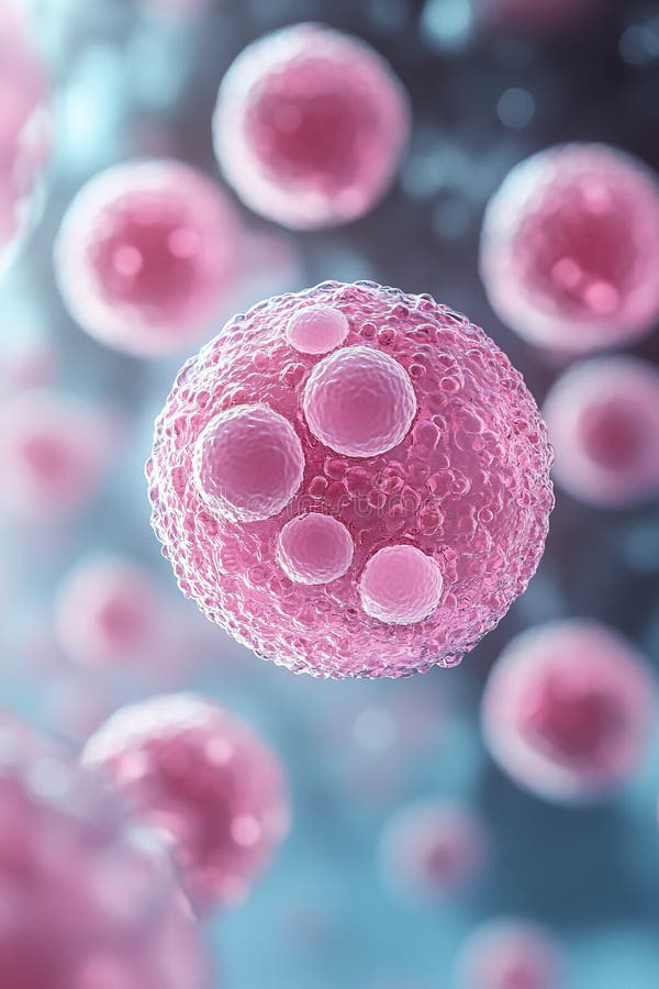 Microscopic View of Sperm Reproduction Cells in Light Pink on Milky ...