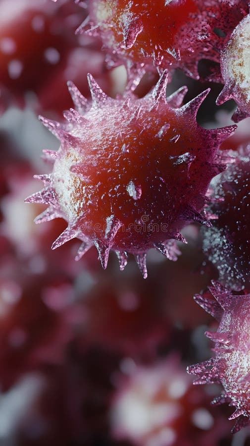 Microscopic View of Spiked Cells: a Close-Up Stock Illustration ...