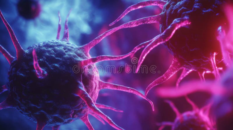 Microscopic View of Spiked Viral Cells Stock Illustration ...
