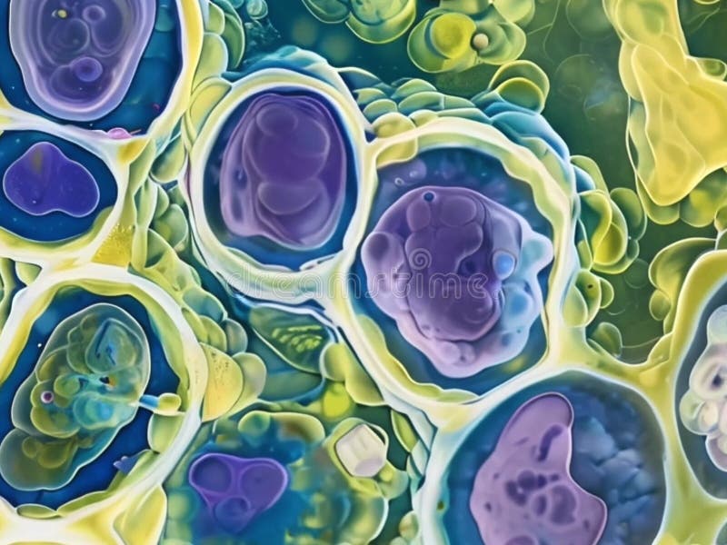Microscopic View of Stained Cells, Showcasing Intricate Details of ...