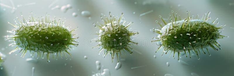 Microscopic View of Three Bacteria in Suspension Stock Illustration ...