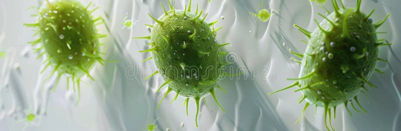 Microscopic View of Three Bacteria in Suspension Stock Illustration ...