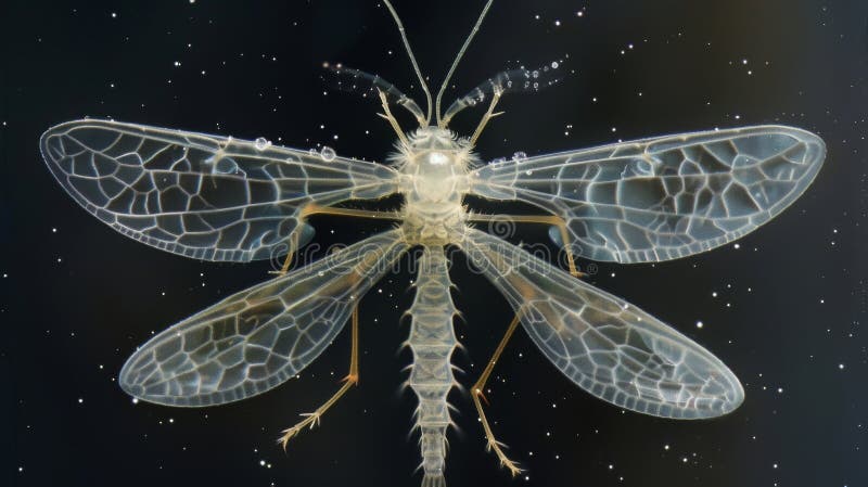 A Microscopic View of a Tiny Aquatic Insect with Its Long Segmented ...