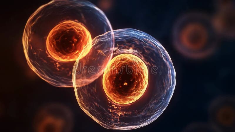 Microscopic View of Two Cells Undergoing Division Stock Video - Video ...