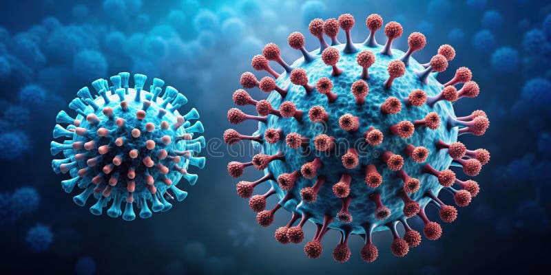 Microscopic View of Two Viral Particles, Illustrating Differences in ...