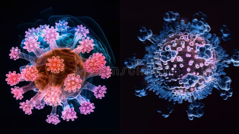 Microscopic View of Two Viruses Stock Photo - Image of epidemic ...