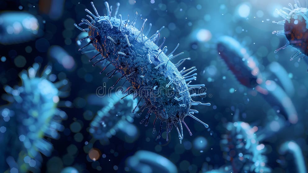 A Microscopic View of Various Bacteria and Viruses in a Liquid ...