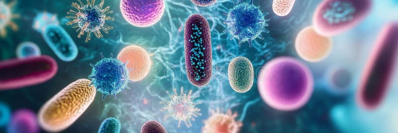 Microscopic View of Various Colorful Bacteria, Viruses, and Pathogens ...