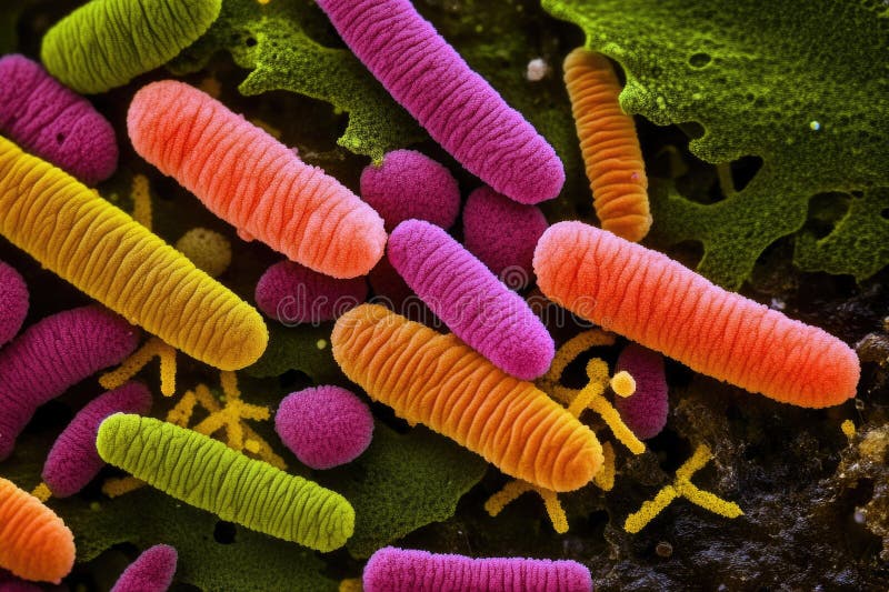 Microscopic View of Various Colorful Germs Stock Image - Image of germ ...