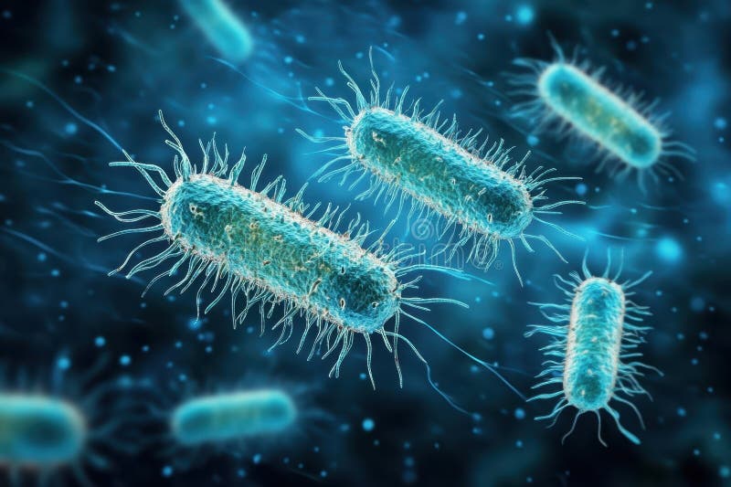 Microscopic View of Vibrant Bacteria in a Dark Environment with Glowing ...