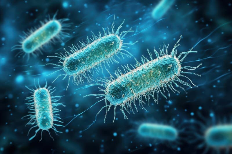 Microscopic View of Vibrant Bacteria in a Dark Environment with Glowing ...