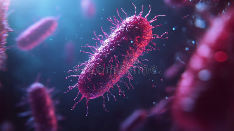 Microscopic View of Vibrant Bacteria Floating in a Dark, Illuminated ...