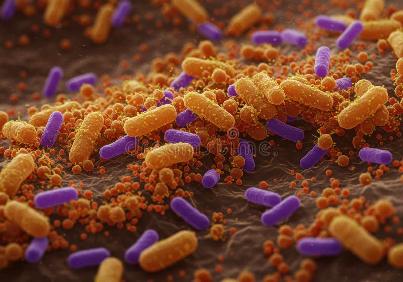 Microscopic View of Vibrant Bacteria and Microorganisms on a Surface ...