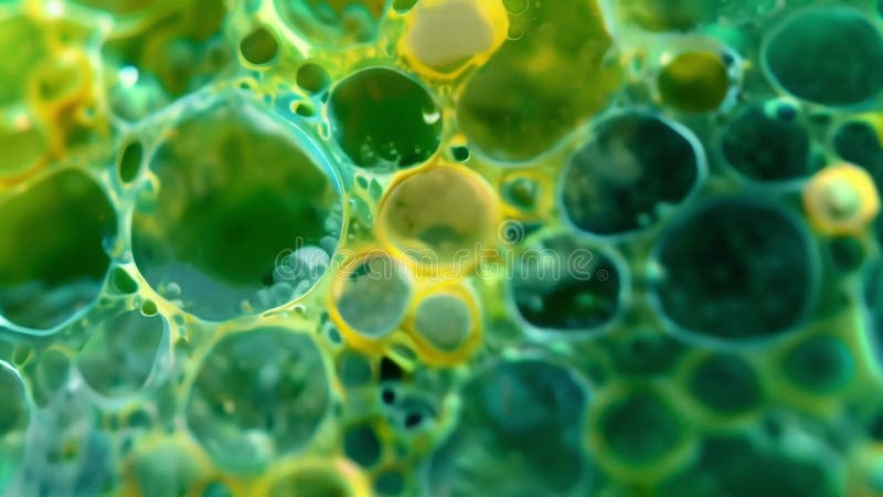 A Microscopic View of a Vibrant Bluegreen Algae Colony with Tiny ...