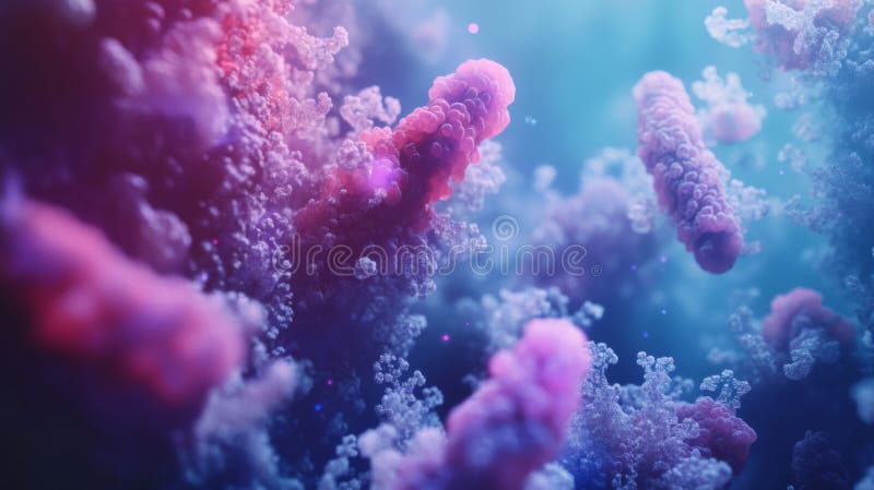 Microscopic View of Vibrant Cells and Particles Stock Illustration ...
