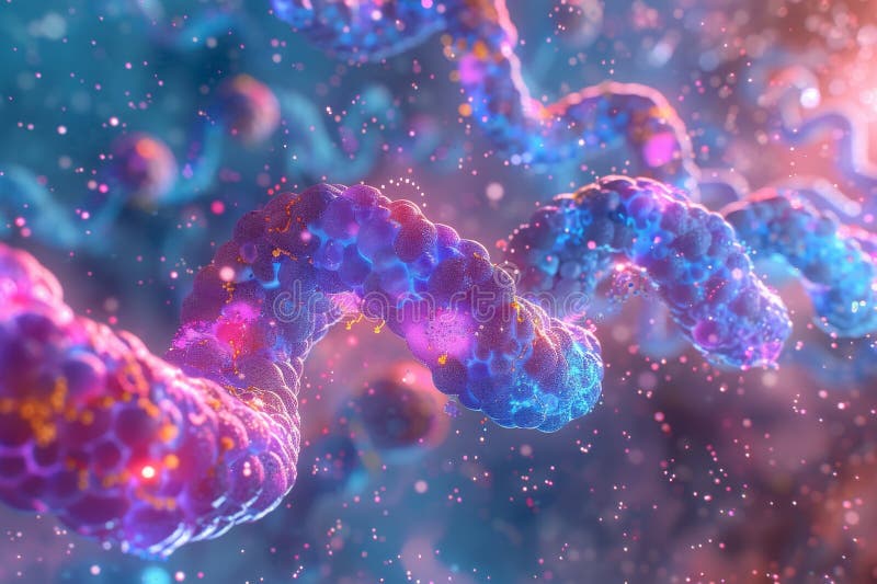 A Microscopic View of a Vibrant Cellular World with DNA Strands ...