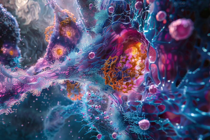 A Microscopic View of a Vibrant Cellular World with DNA Strands ...