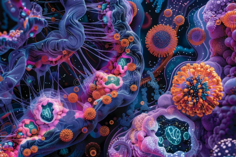 A Microscopic View of a Vibrant Cellular World with DNA Strands ...