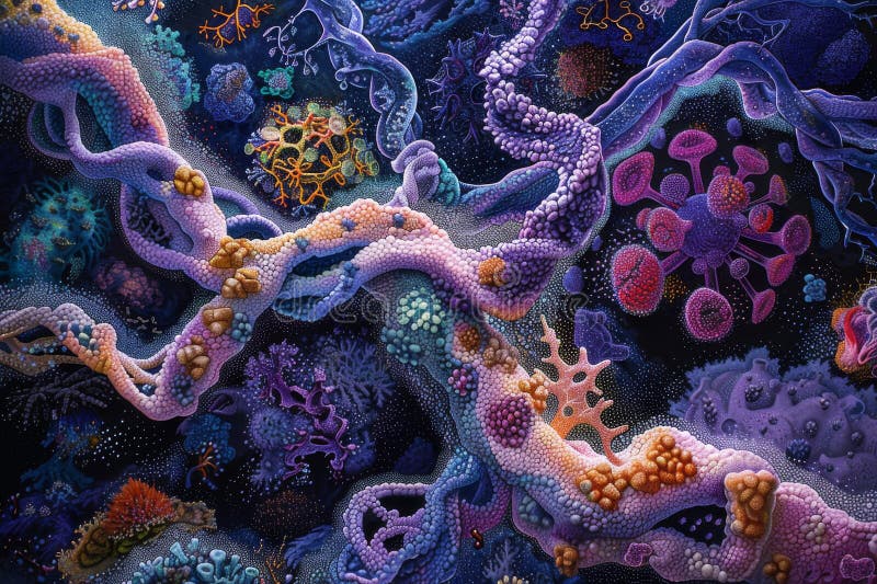 A Microscopic View of a Vibrant Cellular World with DNA Strands ...