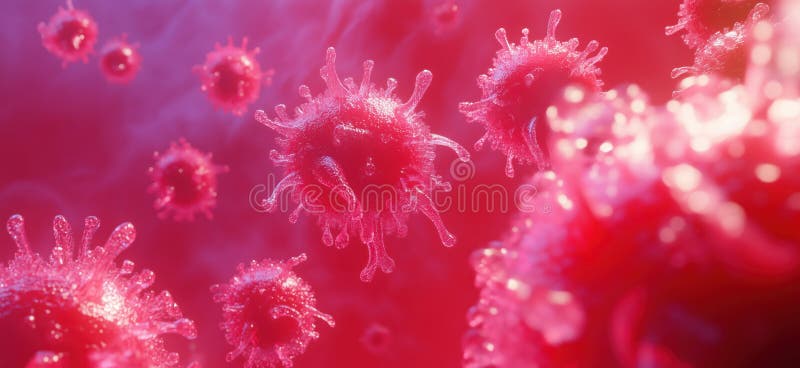 Microscopic View of Vibrant Pink Viruses in a Cellular Environment ...