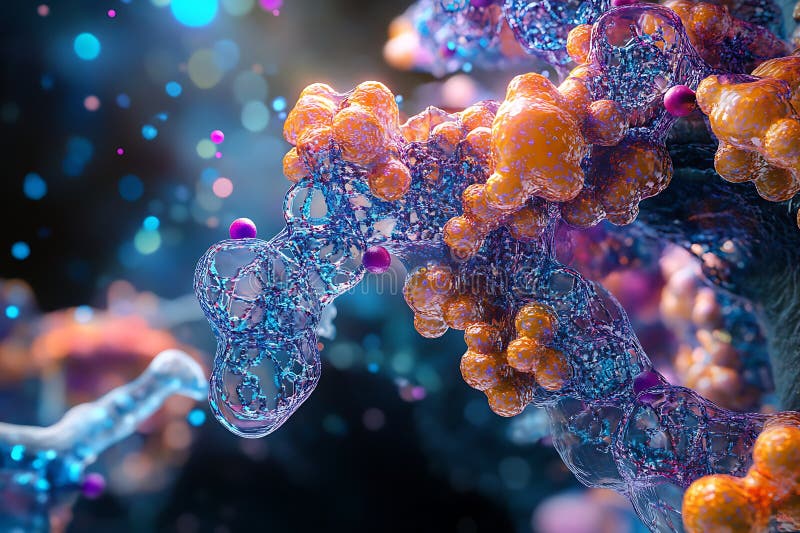 Microscopic View of Vibrant Protein Structure Stock Illustration ...