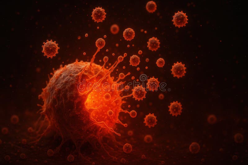 Microscopic View of a Viral Infection Attacking a Human Cell ...