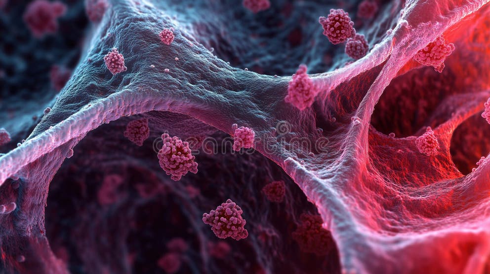 Microscopic View of Viral Particles within a Cellular Structure in ...