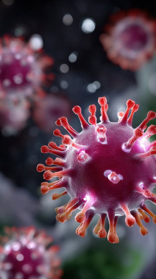 Microscopic View of a Viral Pathogen, 3D Rendered for Scientific or ...