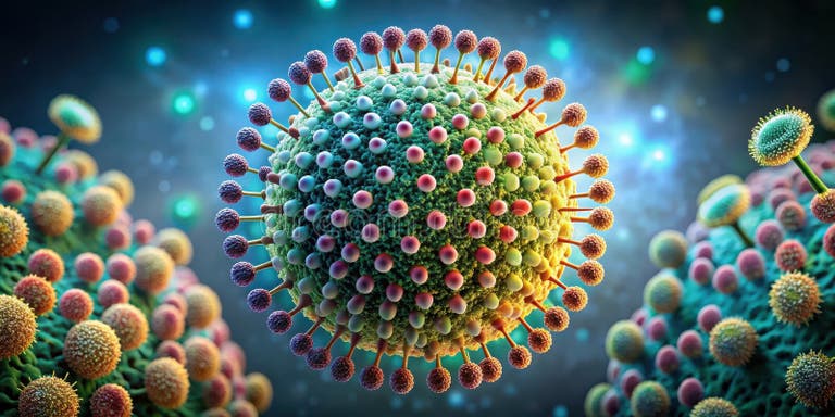 Microscopic View of a Viral Pathogen, Exhibiting Complex Surface ...