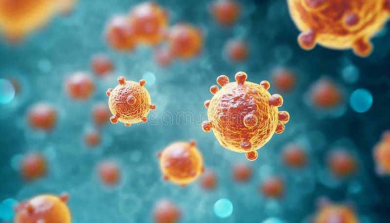 Microscopic View of Virus or Bacteria Cells Illustration for Science ...