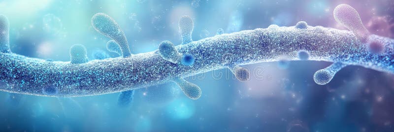 Microscopic View of a Virus, Bacteria, or Germ Spreading on a Blue ...