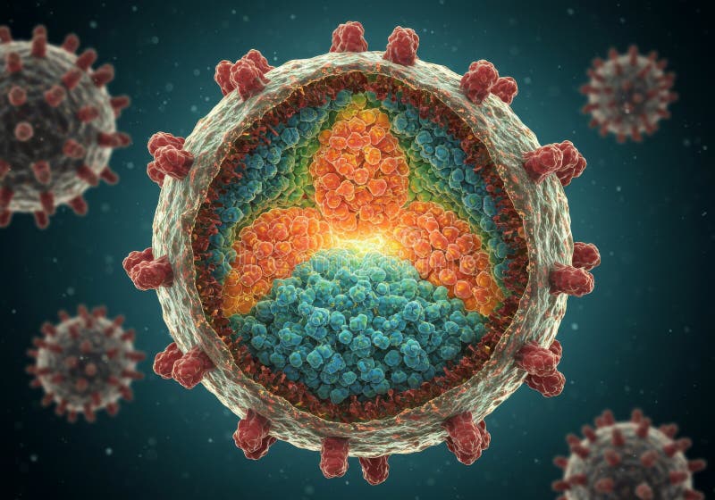 Microscopic View of a Virus Cell Structure Stock Illustration ...